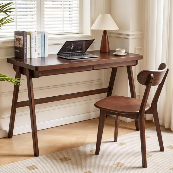 47.24x21.65 Inch 100%Solid Rubberwood Computer Desk with Drawer and ...
