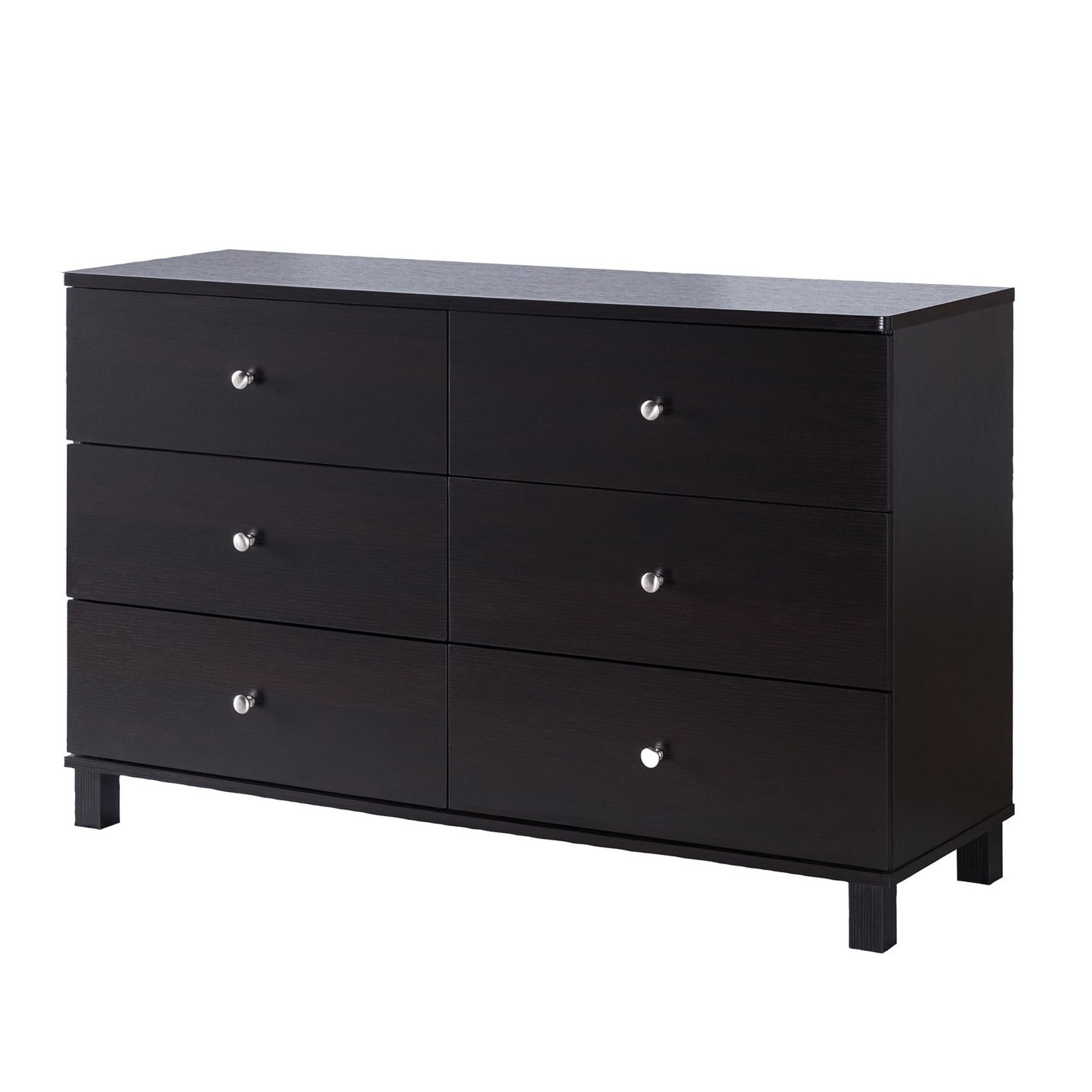 6 Drawer Dark Brown Bedroom Dresser, 47.25 Inches, Wood, Chest with ...
