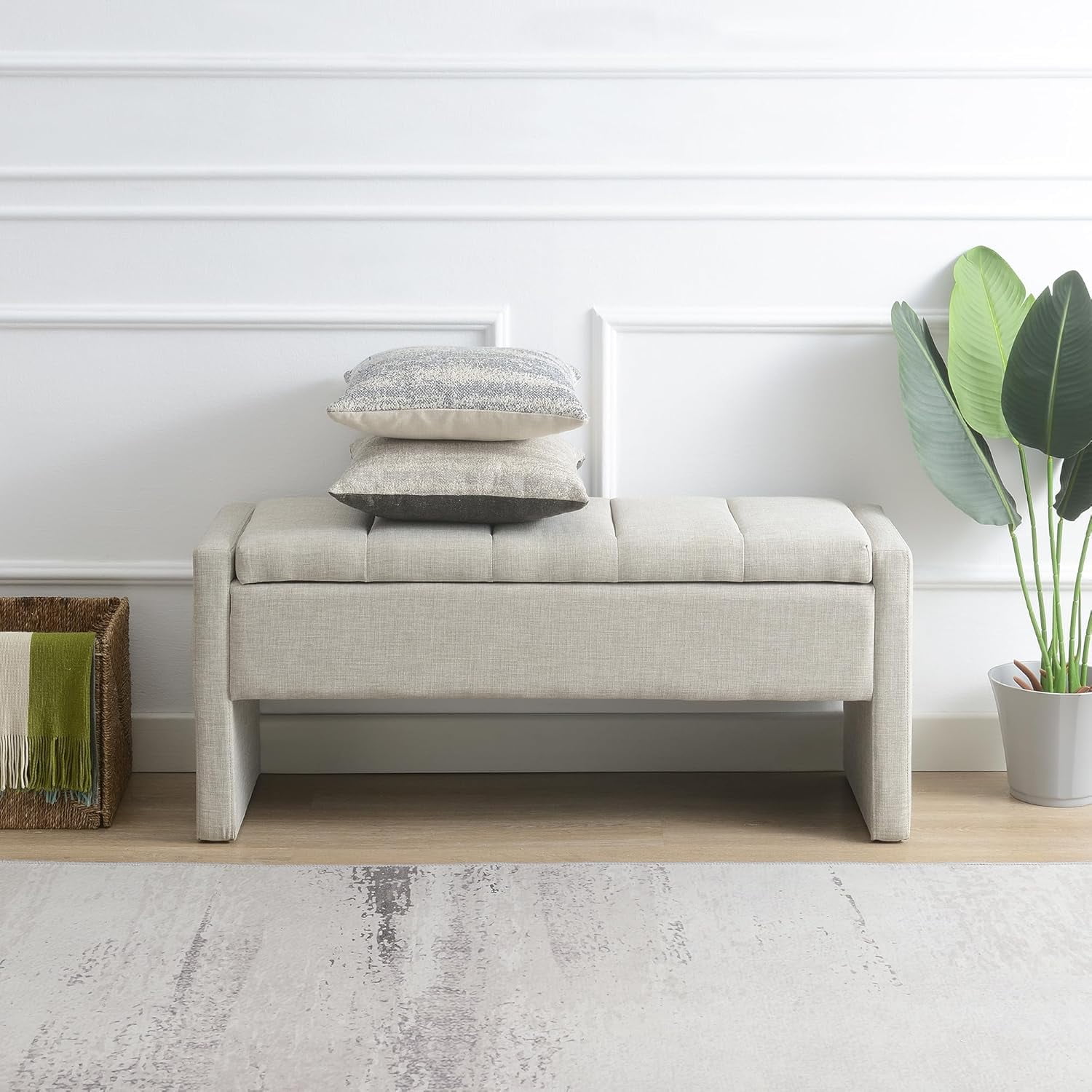 47.25'' Ottoman with Storage, End of Bed Storage Bench, Entryway Bench ...