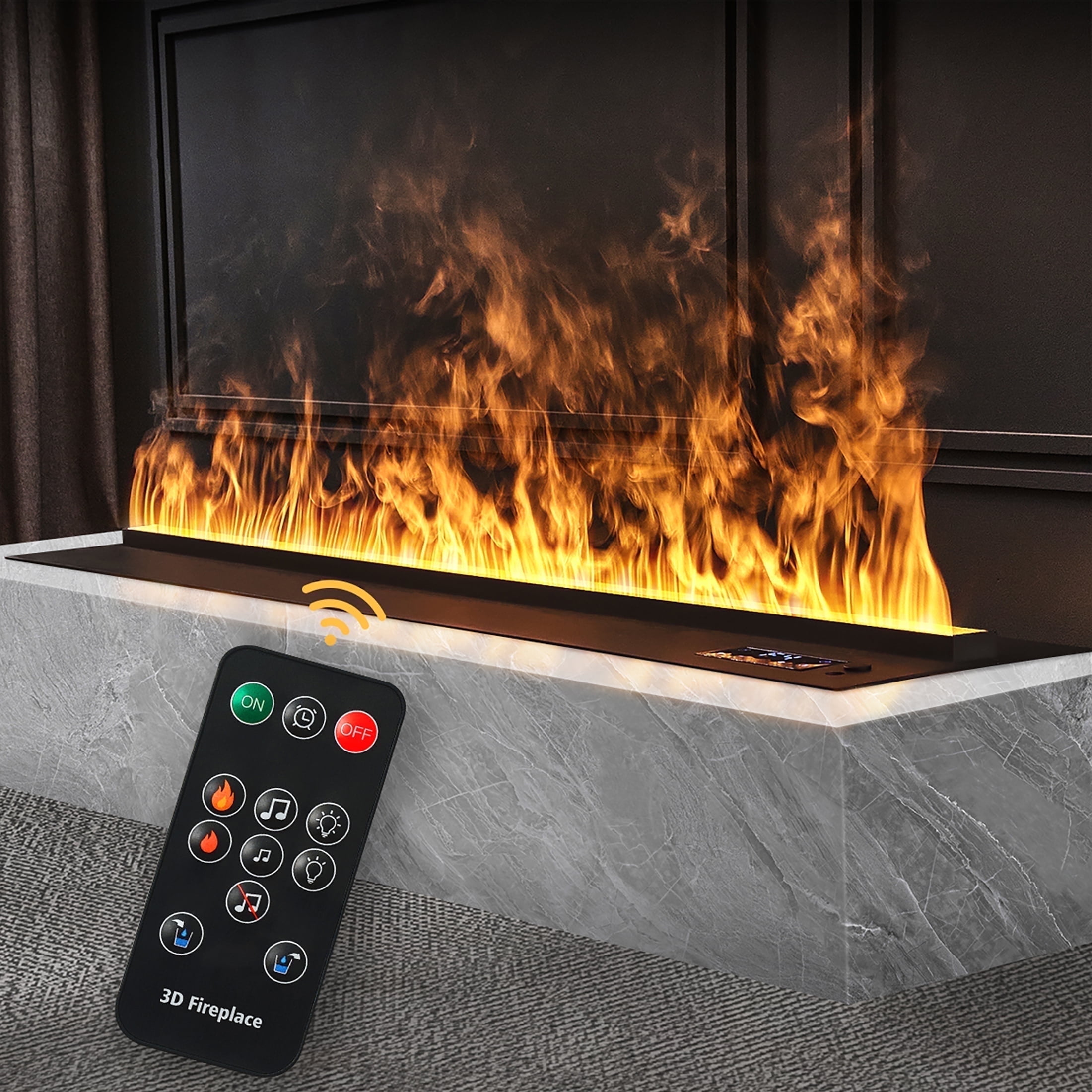 47.2in 3D Water Vapor Electric Fireplace Recessed Realistic Atomized ...