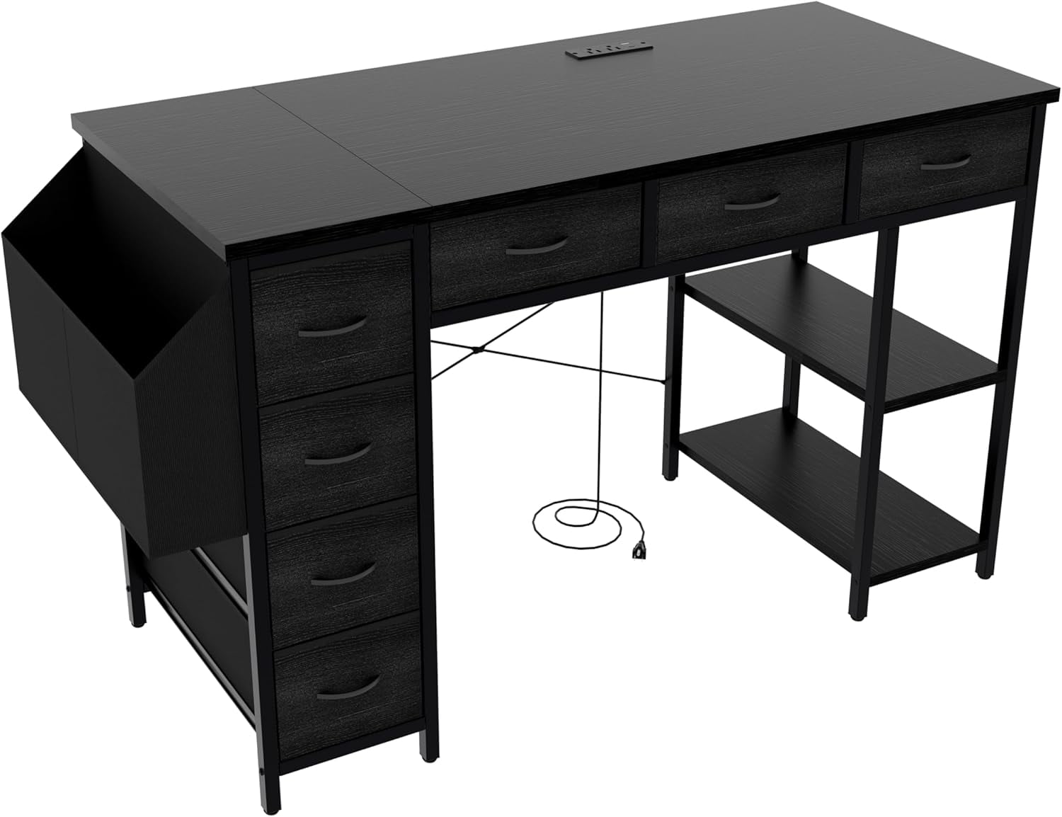 47.3" Computer Desk with 7 Drawers and Power Outlets for Home Office or ...