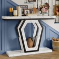 47.3" Openwork Bracket Console Table, Narrow Wood Sofa Table for ...