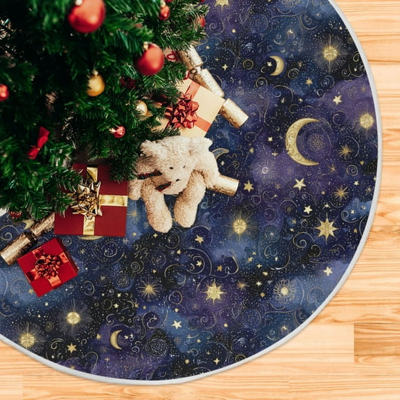 47/35 Inch Christmas Tree Skirt Beautiful Starry Sky Polyester tree ...