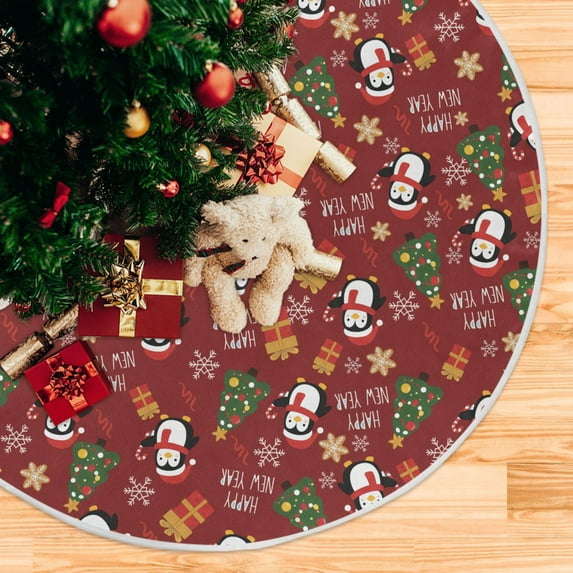 47/35 Inch Christmas Tree Skirt Penguin Christmas Tree Pattern ...
