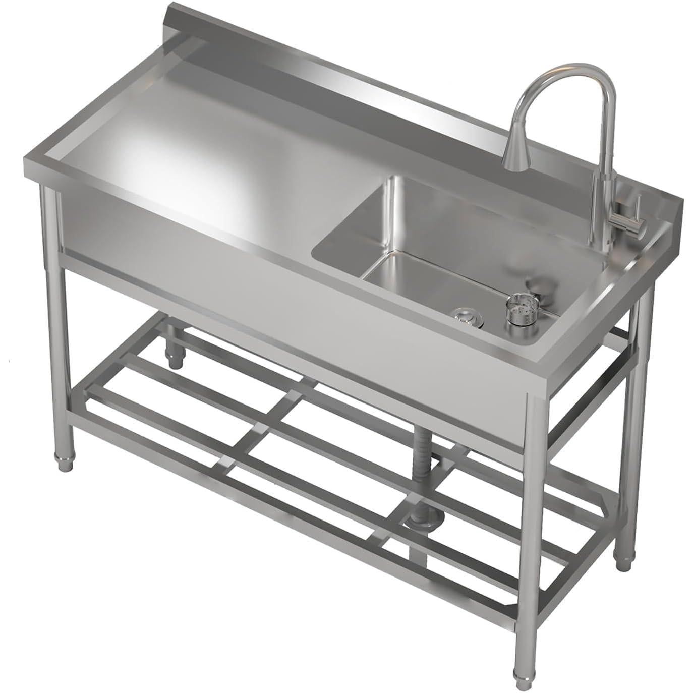47*37*20 Inch Freestanding Single Bowl Stainless Steel Utility Sink ...