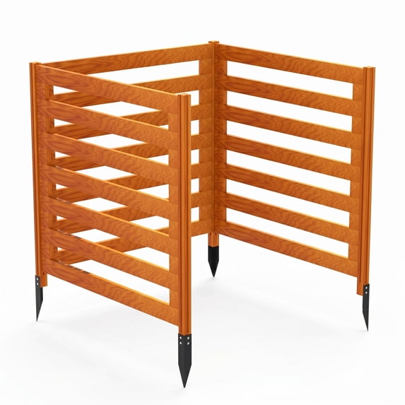 47.3in h x 36in w Outdoor Privacy Screen, Natural Wood Slatted ...