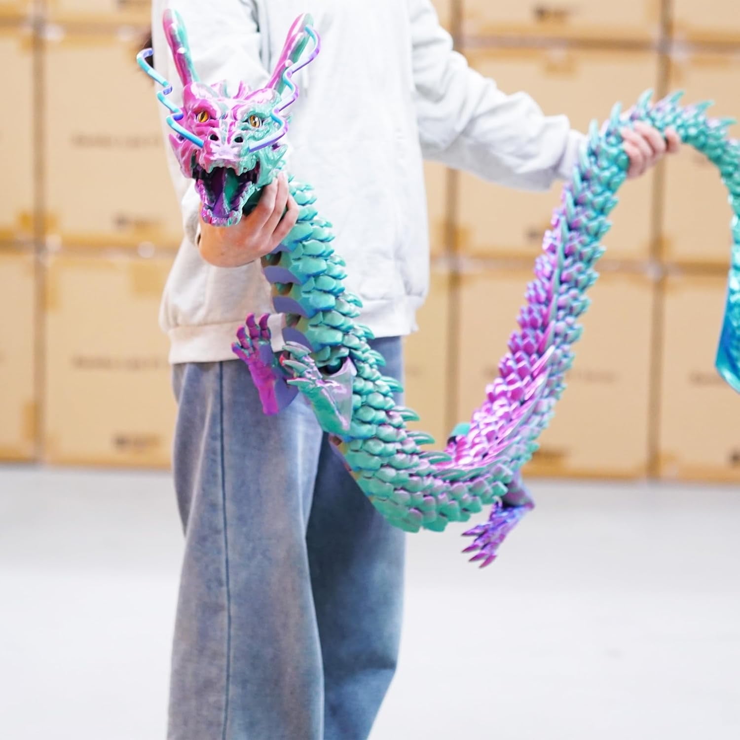 47.3inch Super Large 3D Printed Dragon Models,Flexible Joint Animal lacertid Figurines, 3D ...