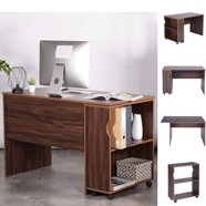 Gymax Foldable Metal Computer Laptop Desk, Rolling Writing Work Table ...