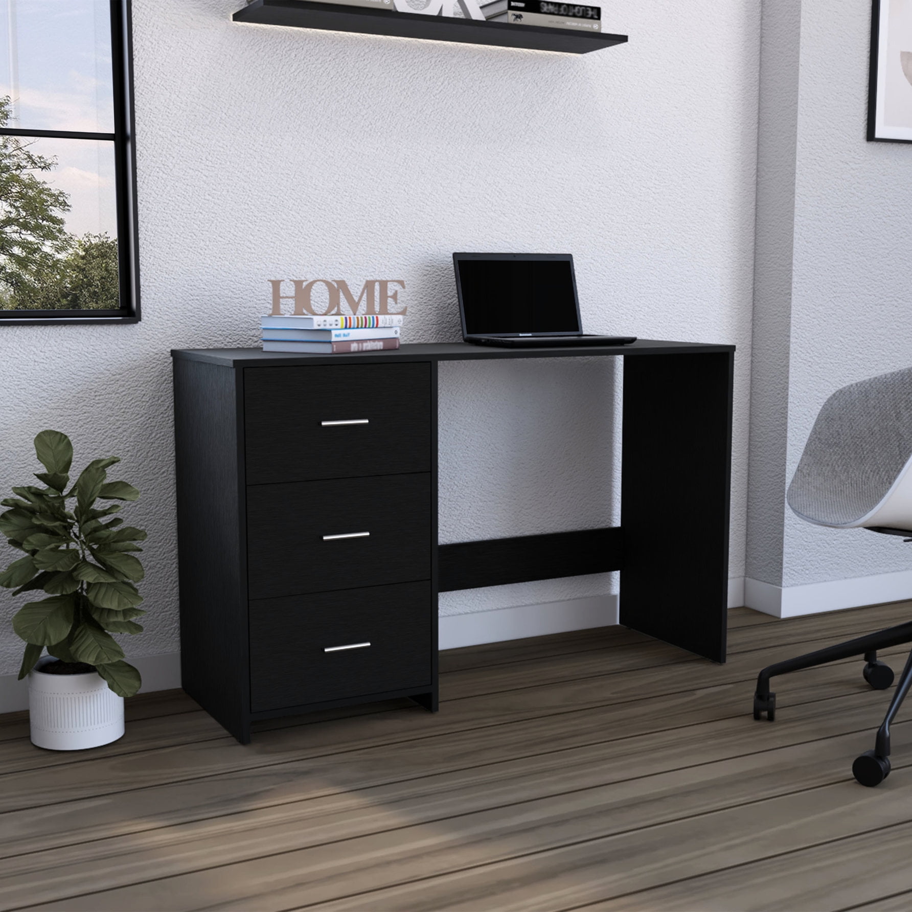 47.5" Wide Black Desk - Professional Appearance - Remote Workspace ...