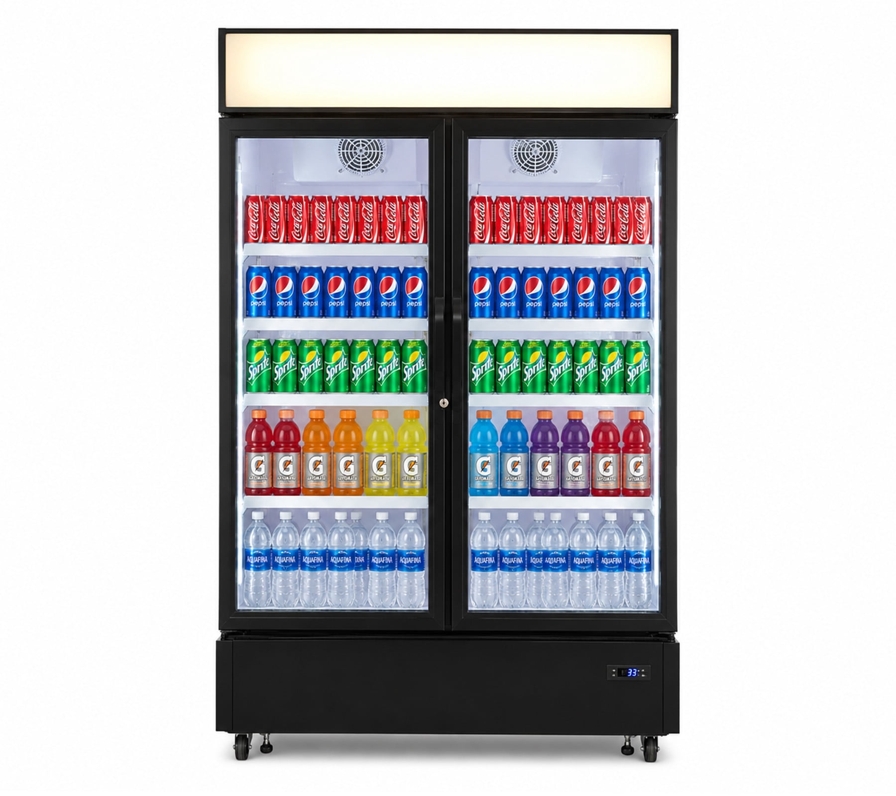 47.5 in. 25.8 cu. ft. Two Glass Door Commercial Refrigerator Reach-In ...