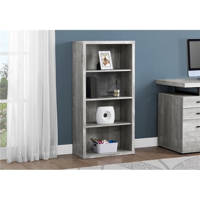 47.5 in. Grey Particle Board & MDF Bookshelf with Adjustable Shelves ...