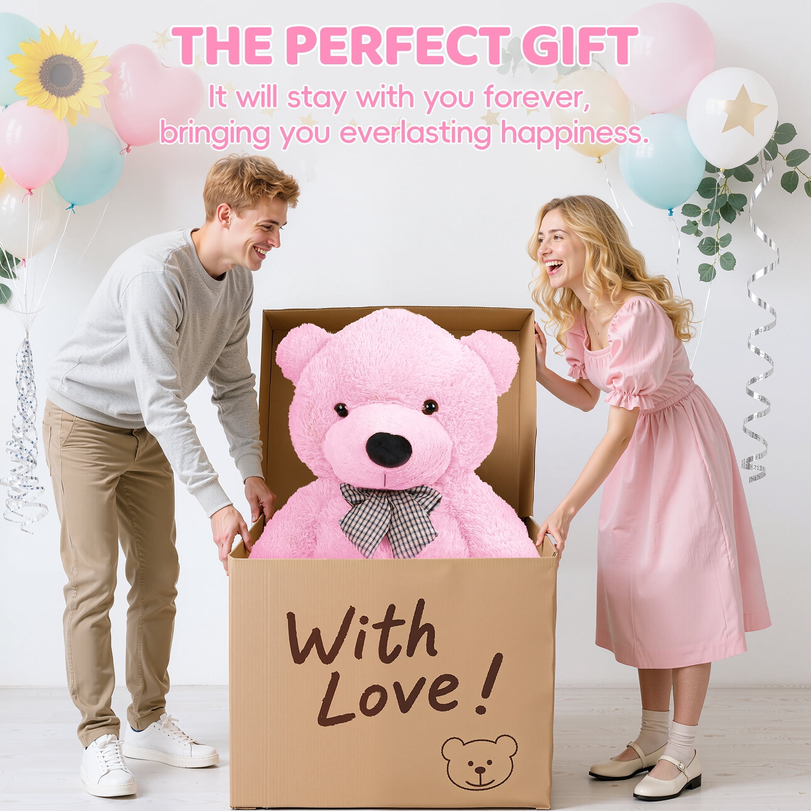 47"/55" Bow Tie Giant Teddy Bear, Life Size Teddy Bear, Lifesize ...