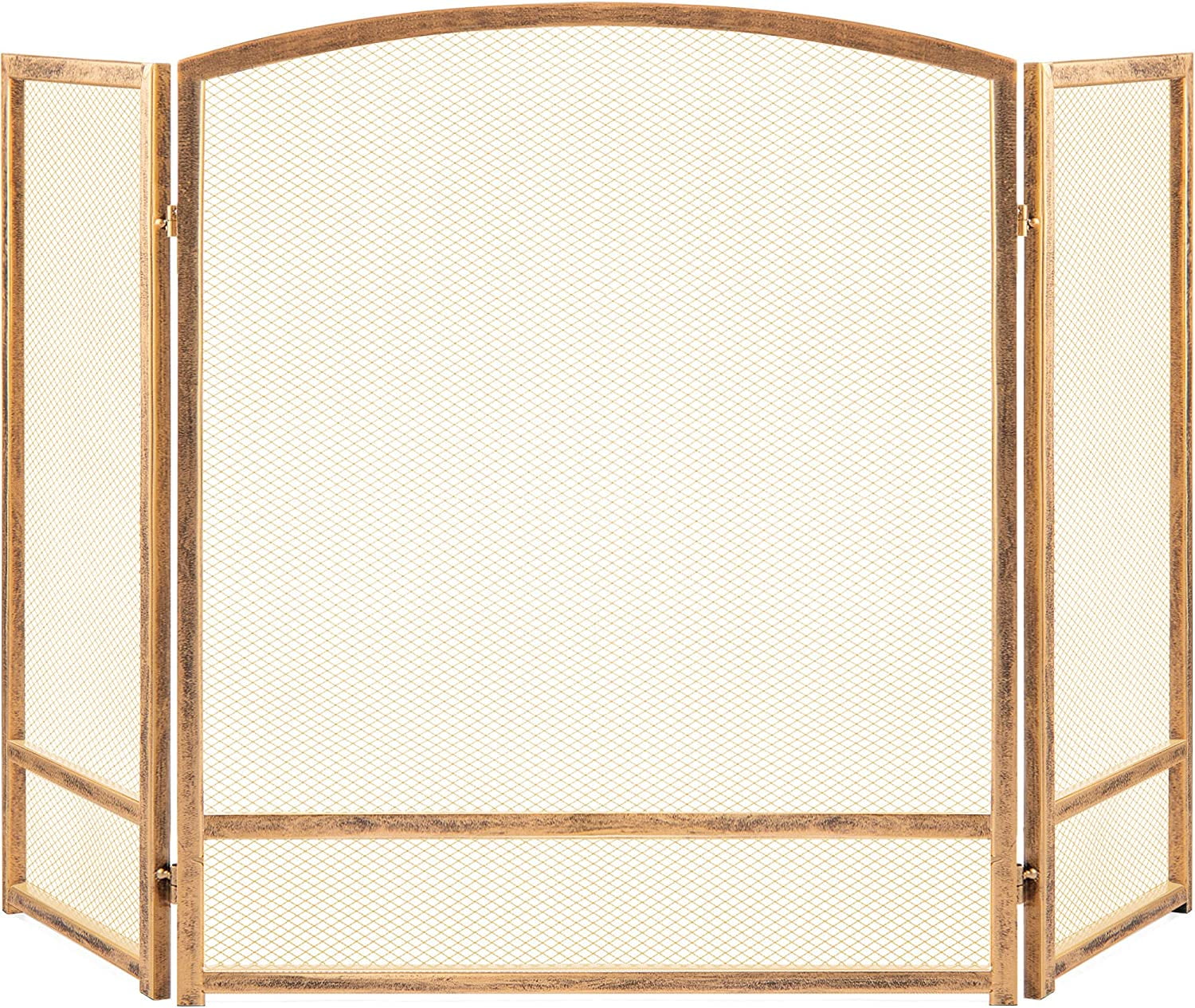 47.5x27.25in 3-Panel Simple Steel Mesh Fireplace Screen, Fire Spark ...