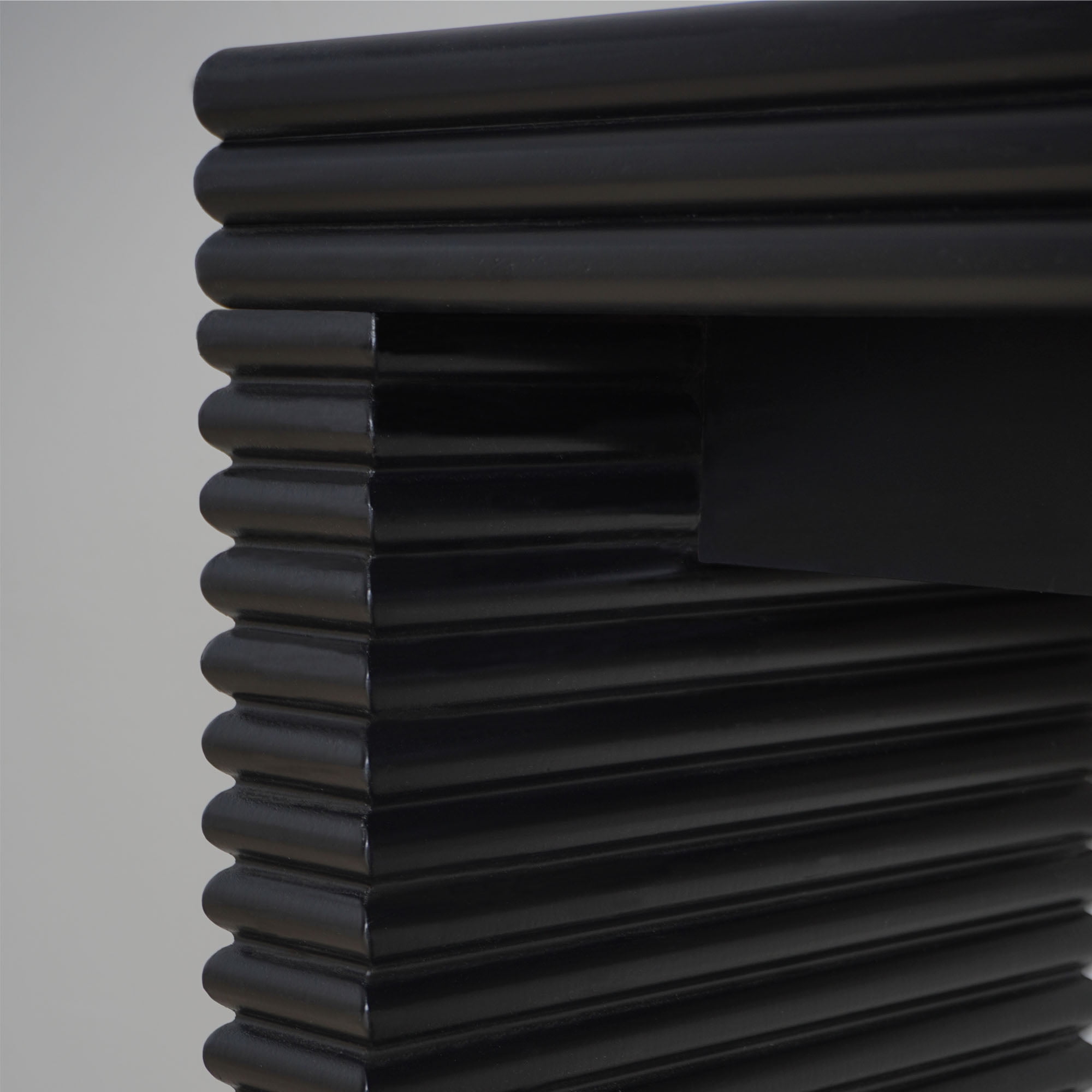 47.6" Modern Black Ribbed Coffee Table – Rectangular Low Profile Center ...
