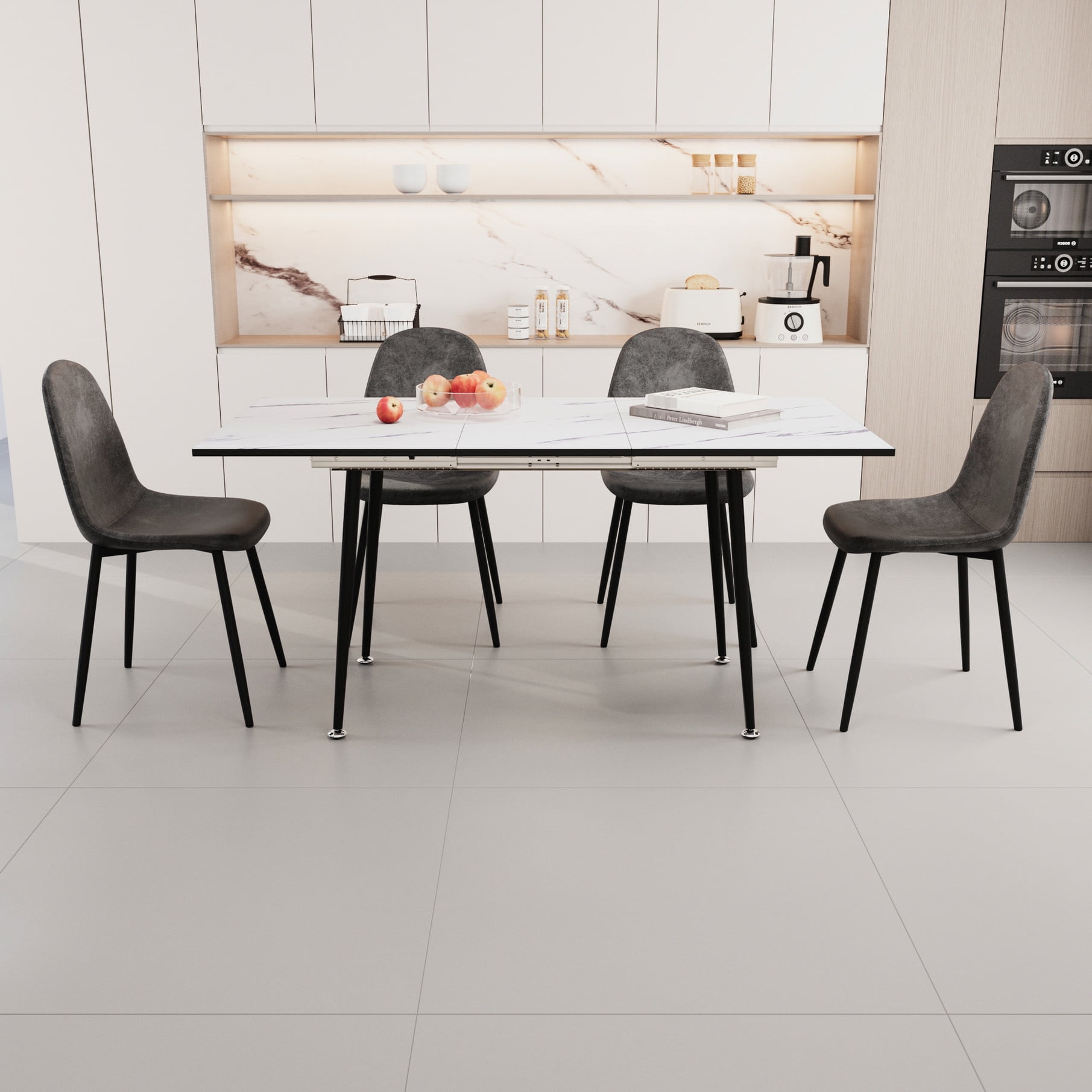 47" - 63" Expandable Dining Table and Chair Set | 2 - 6 Seats, Ideal ...