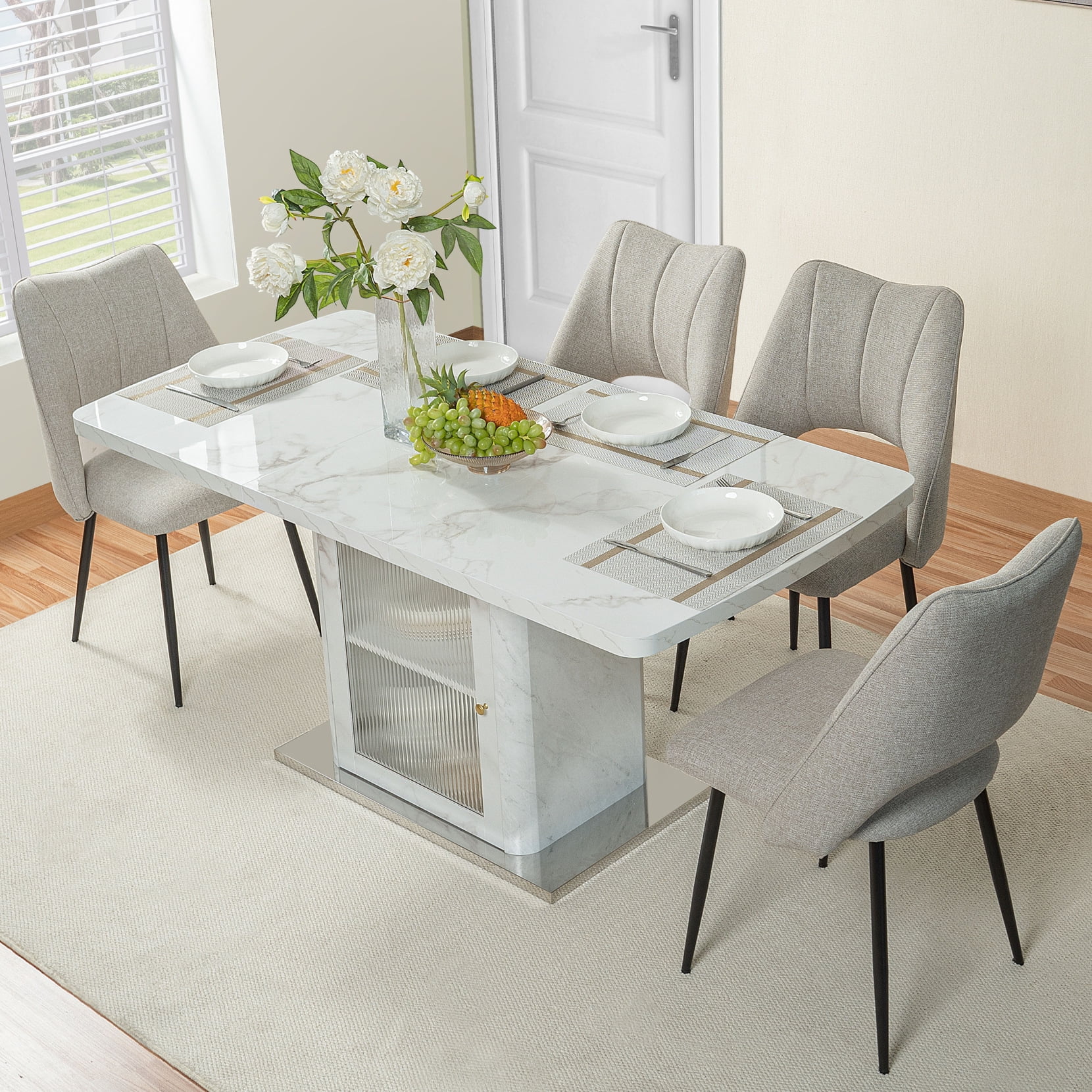 47"-63" Expandable Dining Table for 2-6, Convertible Table with Storage ...
