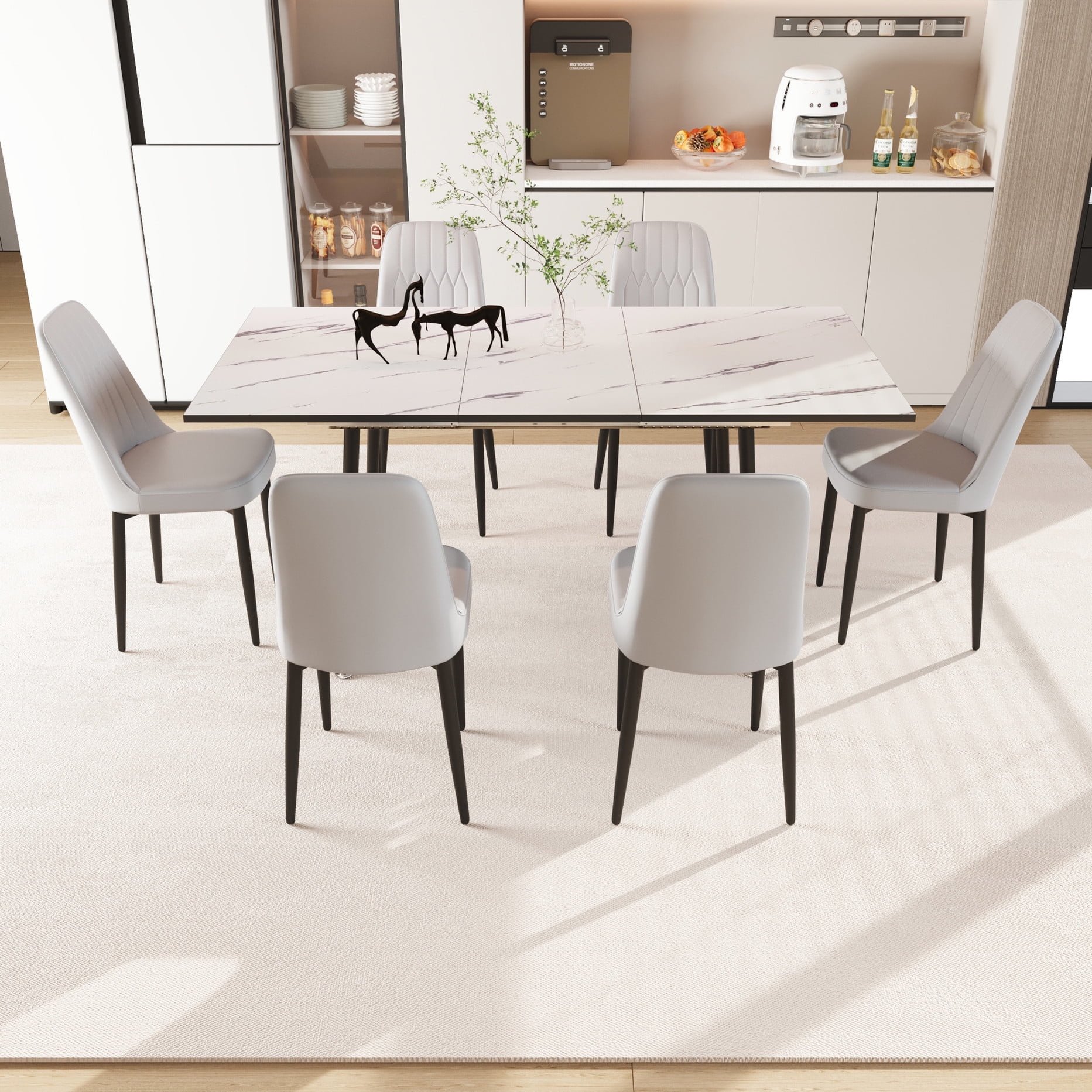 47" - 63" Expandable Table Set | For 2 - 6 People, Easy to Clean | MDF ...