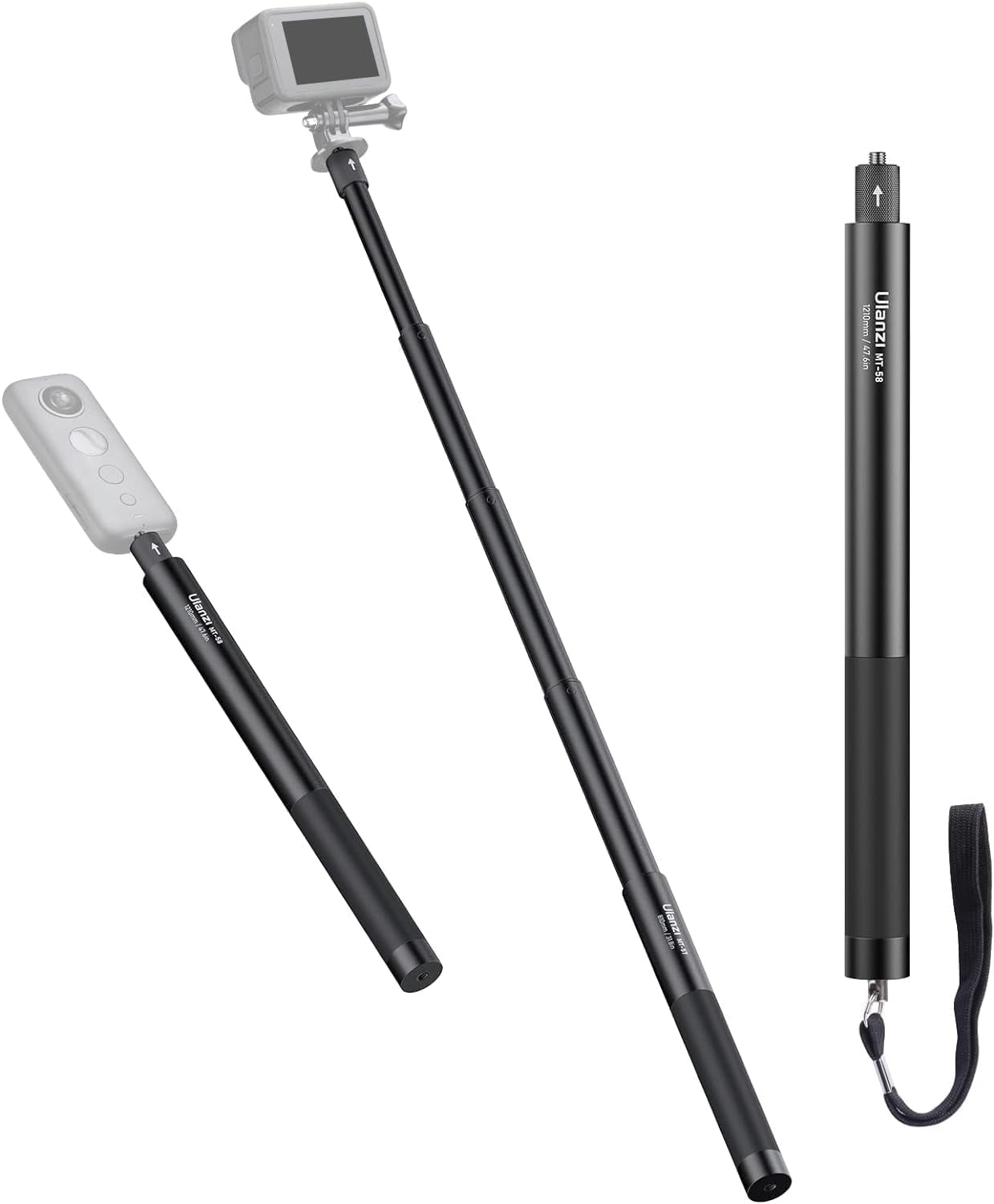 47.64" Action Cameras Selfie Stick Extendable for Sports Camera, Selfie ...