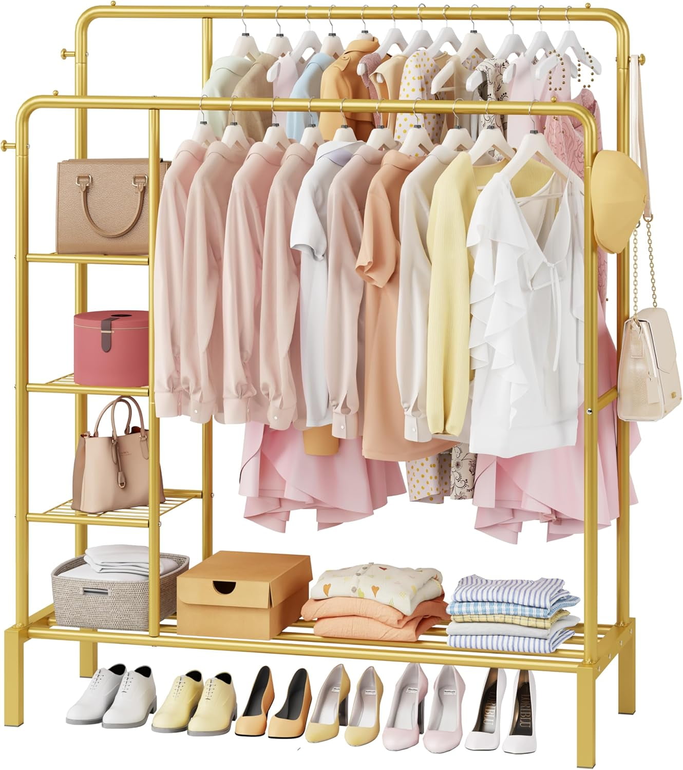 47'' * 65'' Heavy Duty Clothes Rack, Double Rods Clothing Racks for ...