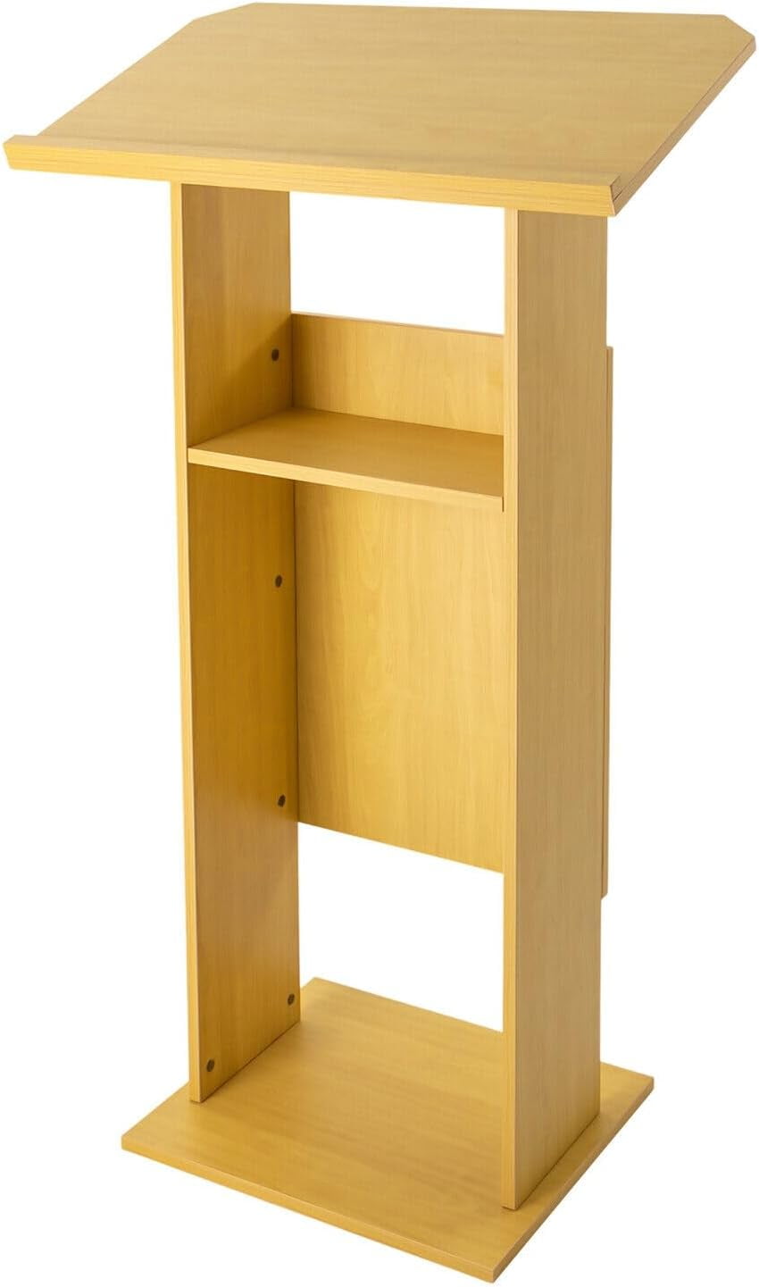 47.7" Height Wood Podium with Universal Wheels, Mobile Presentation ...