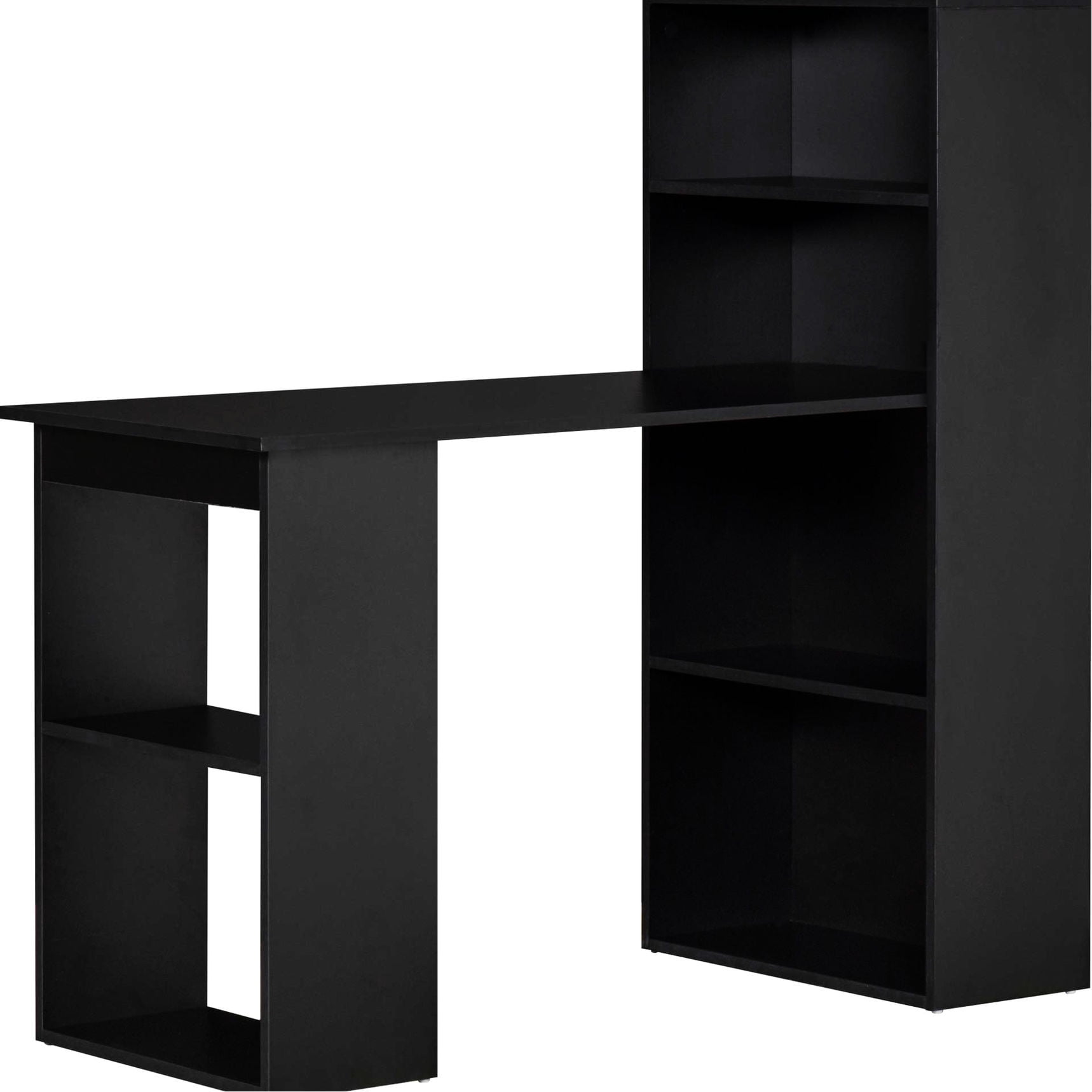 47" Black Study Table with 6 Shelves / Store Folders and Display Decor ...