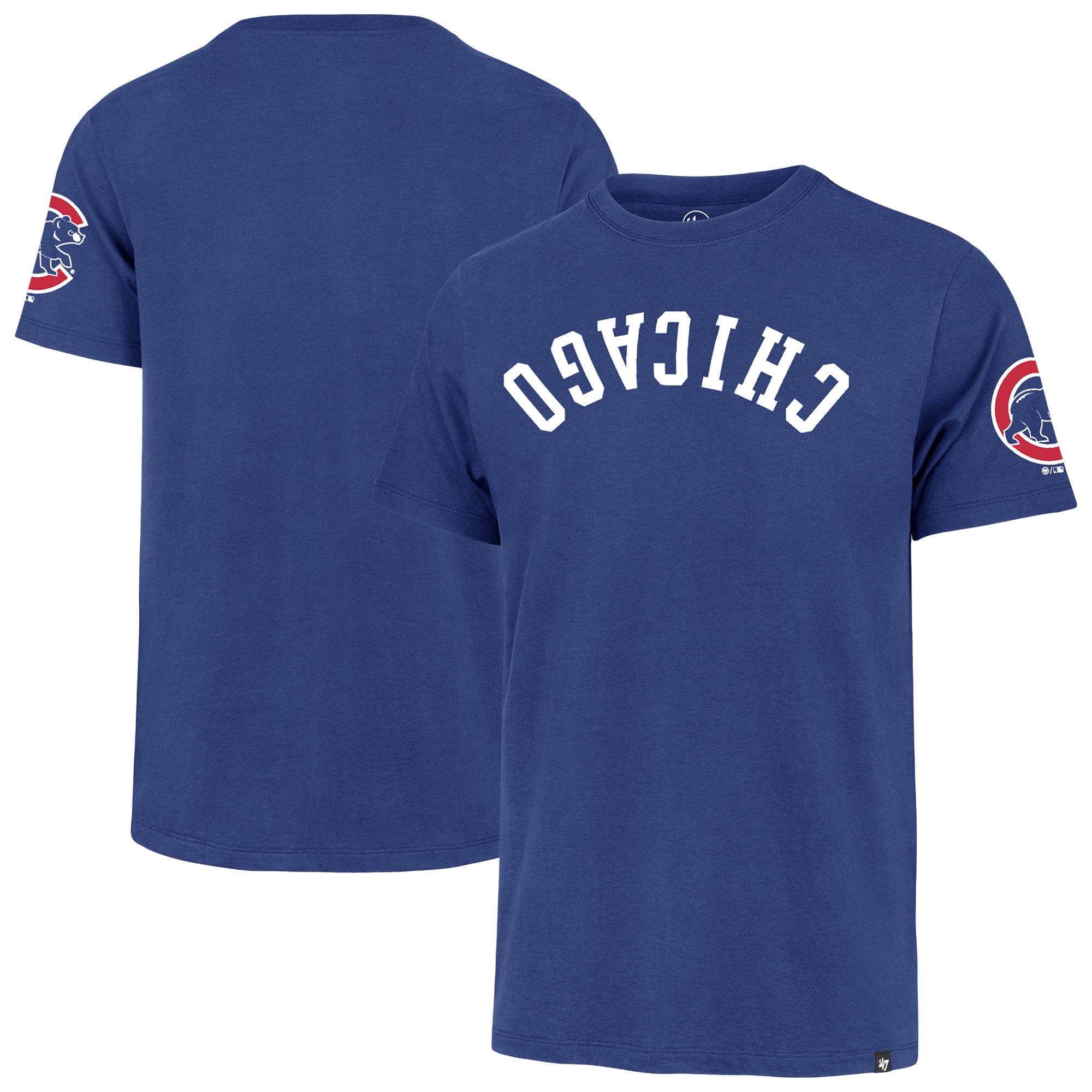 Men's '47 Royal Chicago Cubs Upside Down Two-Peat Franklin T-Shirt ...