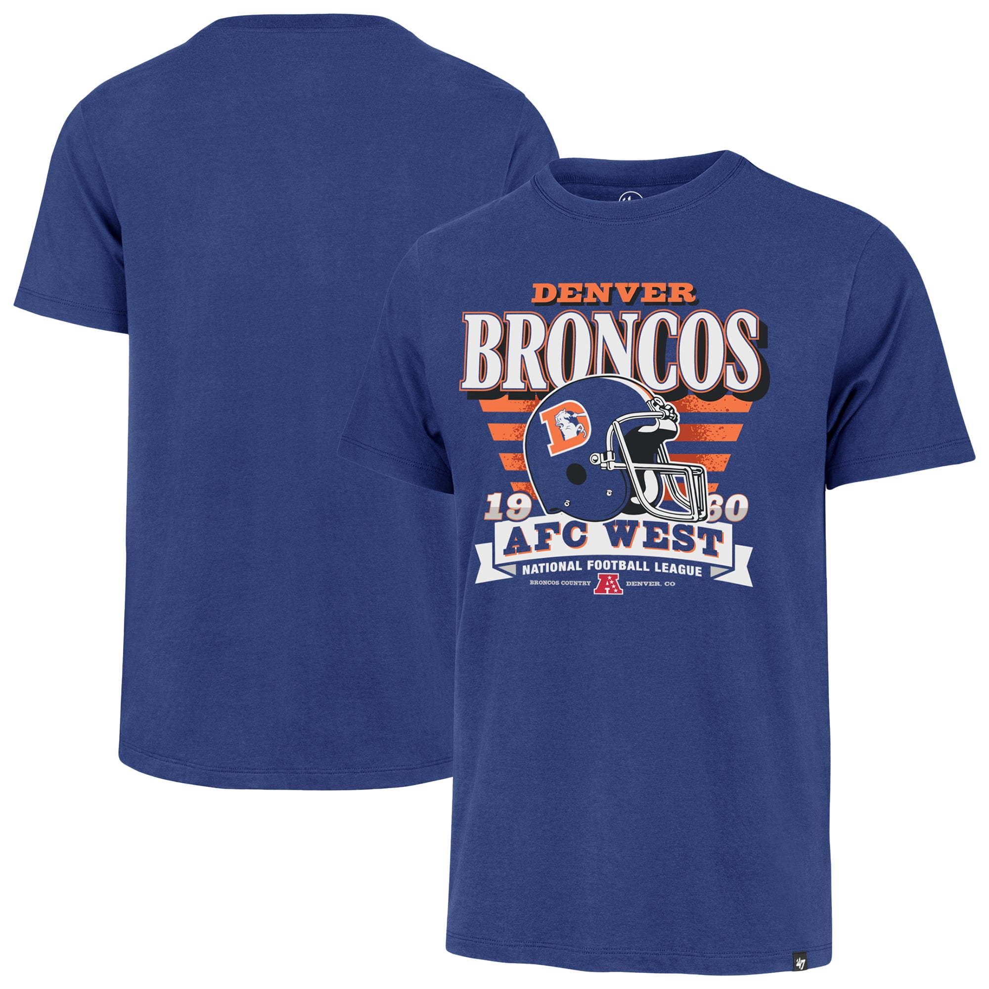 Men's '47 Royal Denver Broncos Stripe Splash Franklin Throwback T-Shirt ...
