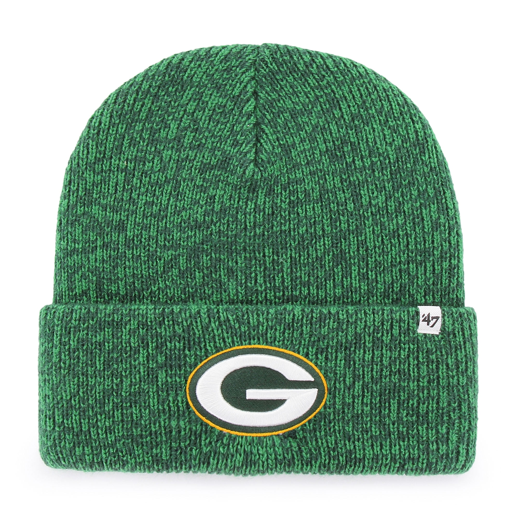 Men's '47 Heather Green Green Bay Packers Brain Freeze Cuffed Knit Hat ...
