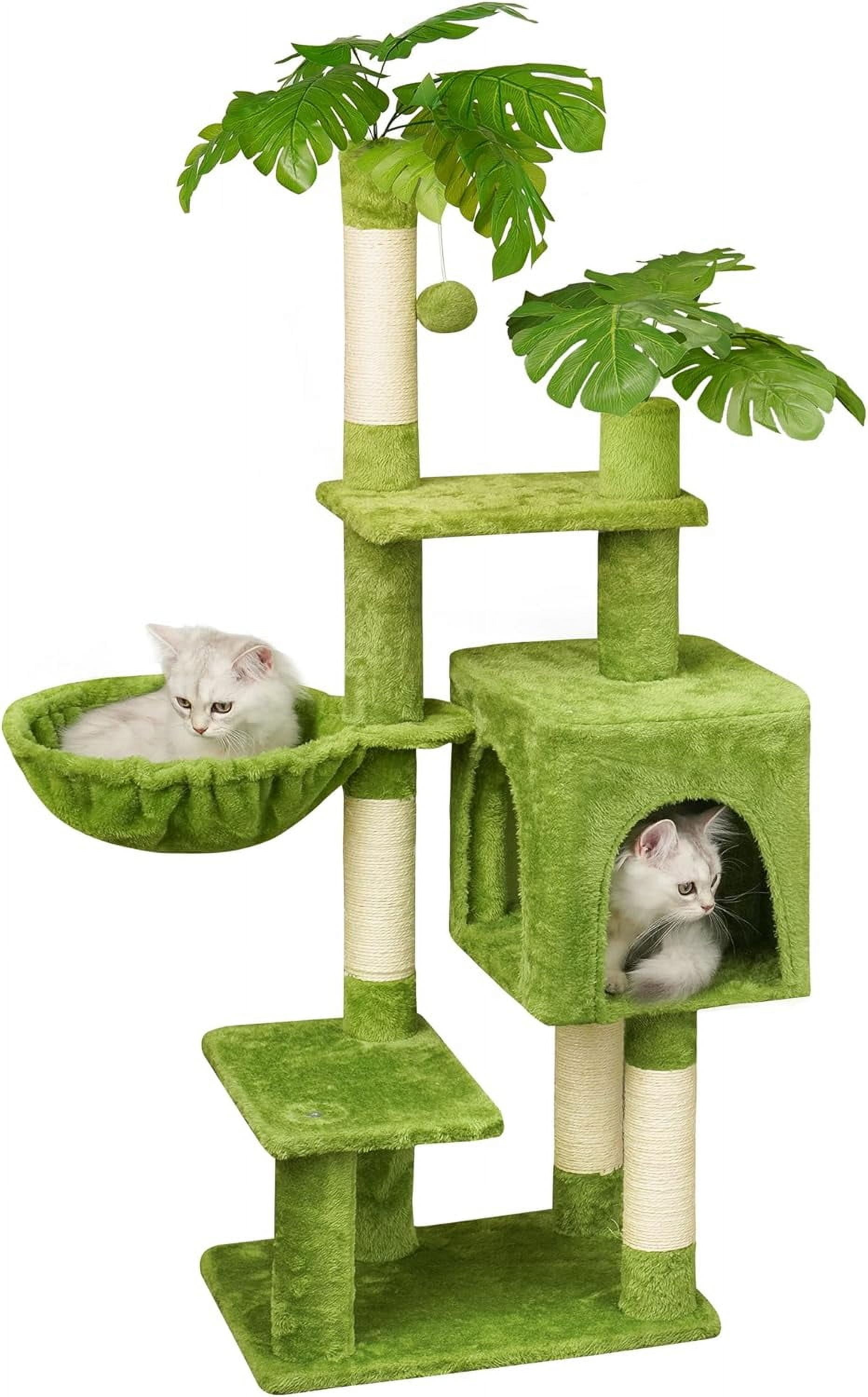 47" Cat Tree for Indoor Cats with Scratching Post, Hammock & Plush ...