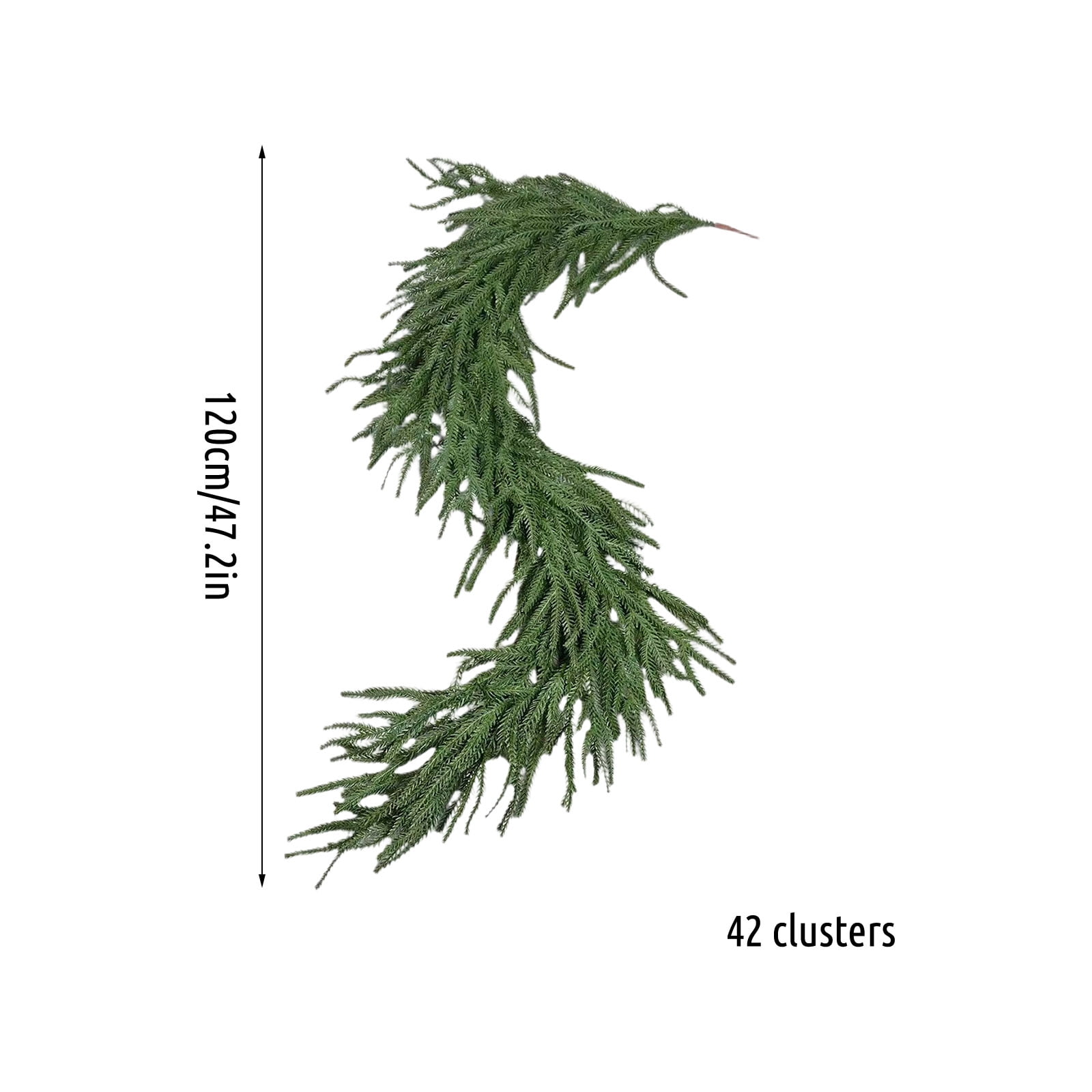 47" Christmas Fall Winter Artificial Norfolk Pine Garland for Fireplace, Real Touch Thickness ...