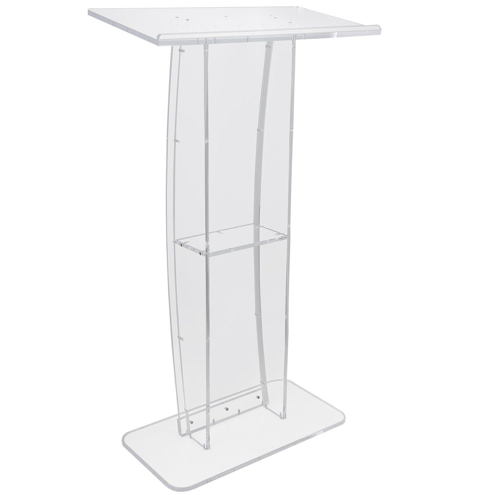 47" Clear Acrylic Podium Stand with Shelf, Wide Reading Surface ...