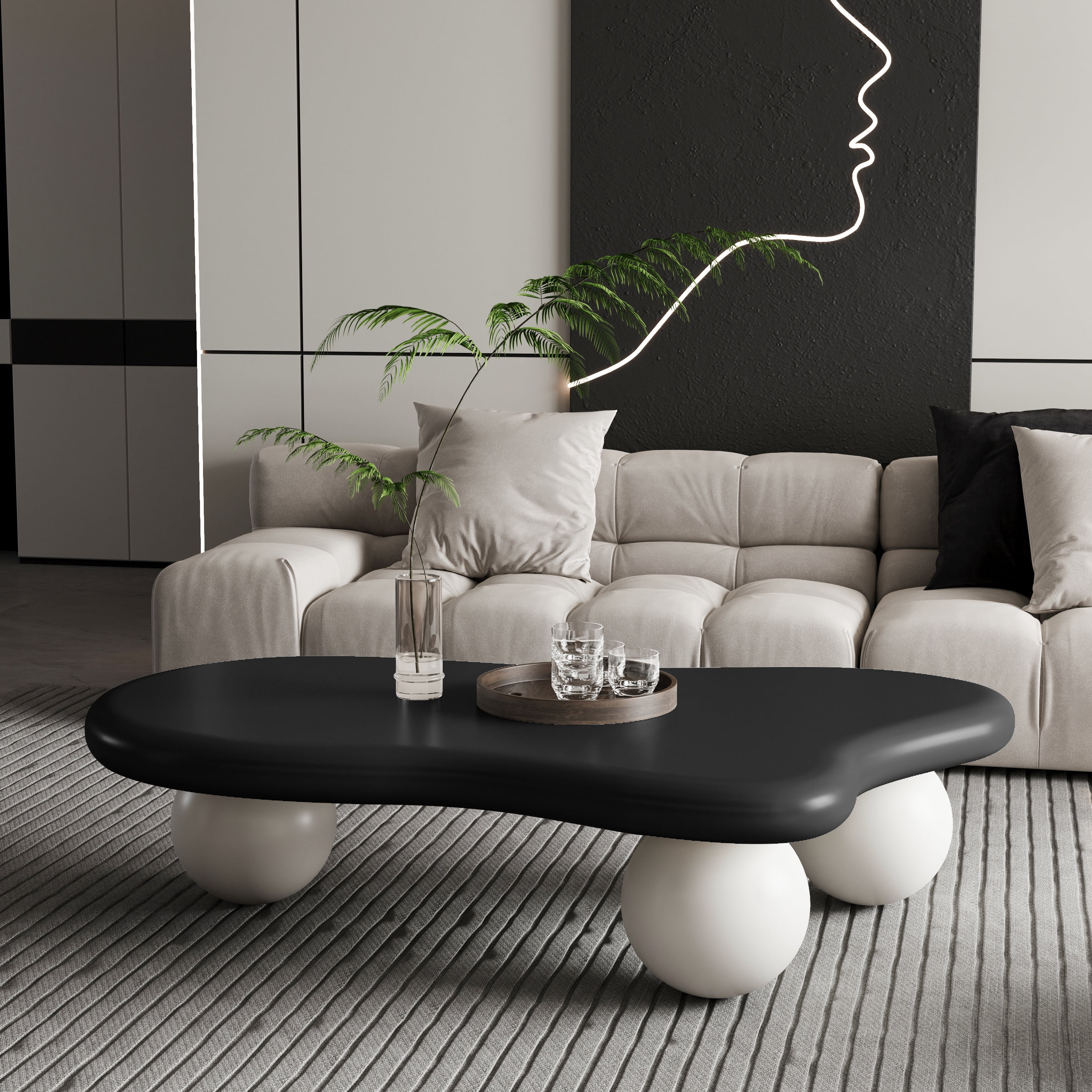 47" Cloud Coffee Table for Living Room, Irregular Coffee Table, Modern ...