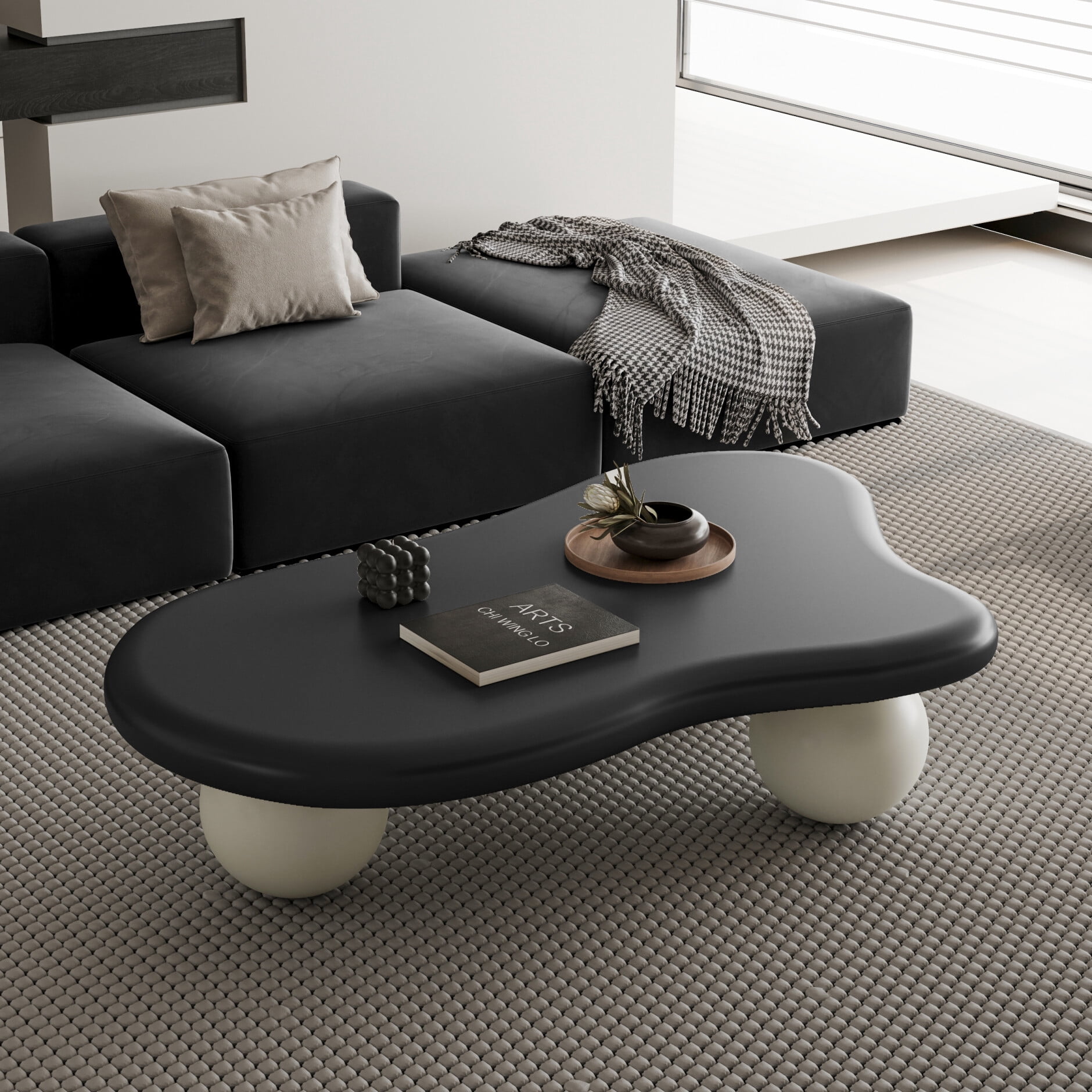47'' Cloud Shaped Coffee Table, Modern End Table with 3'' Thick ...