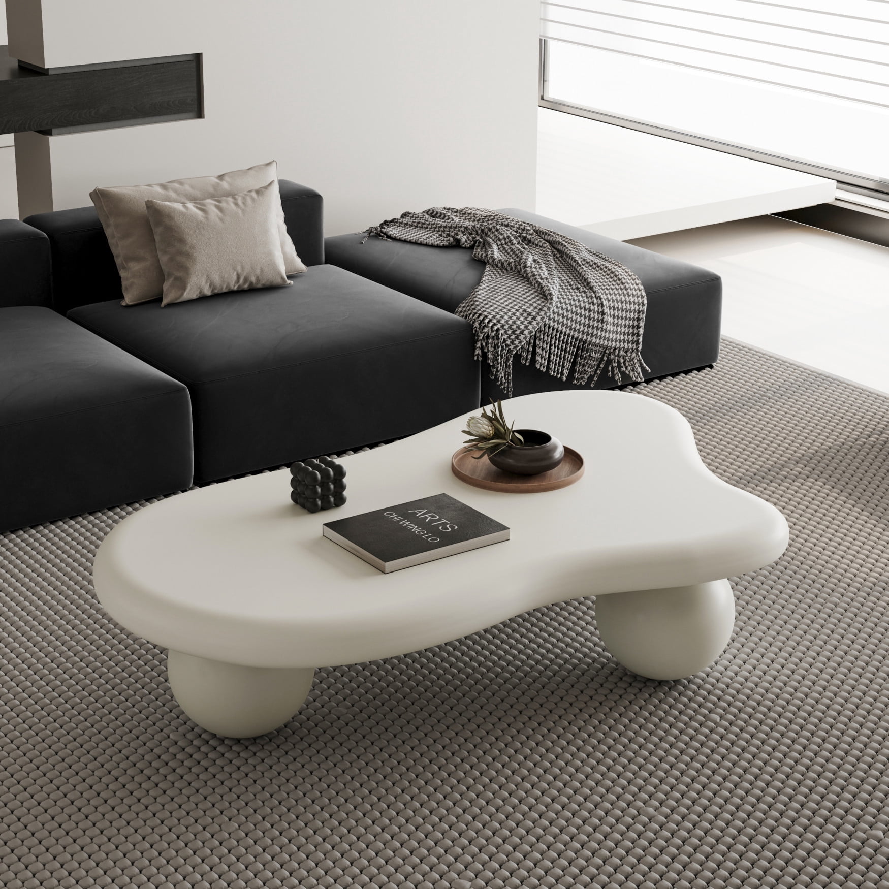47'' Cloud Shaped Coffee Table, Modern End Table with 3'' Thick ...