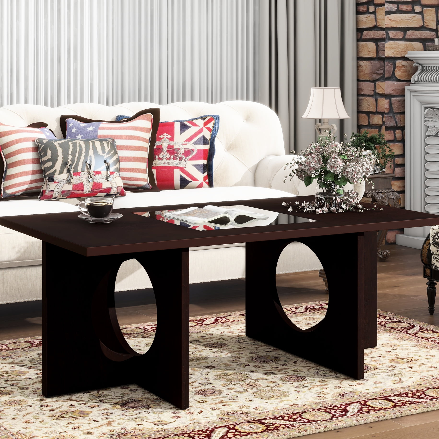 47" Coffee Table With And Clear Tempered Glass, In For A Modern Bedroom ...