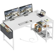 Uforic 40 Computer Desk with Monitor Stand & 3 Drawers - White Desk ...