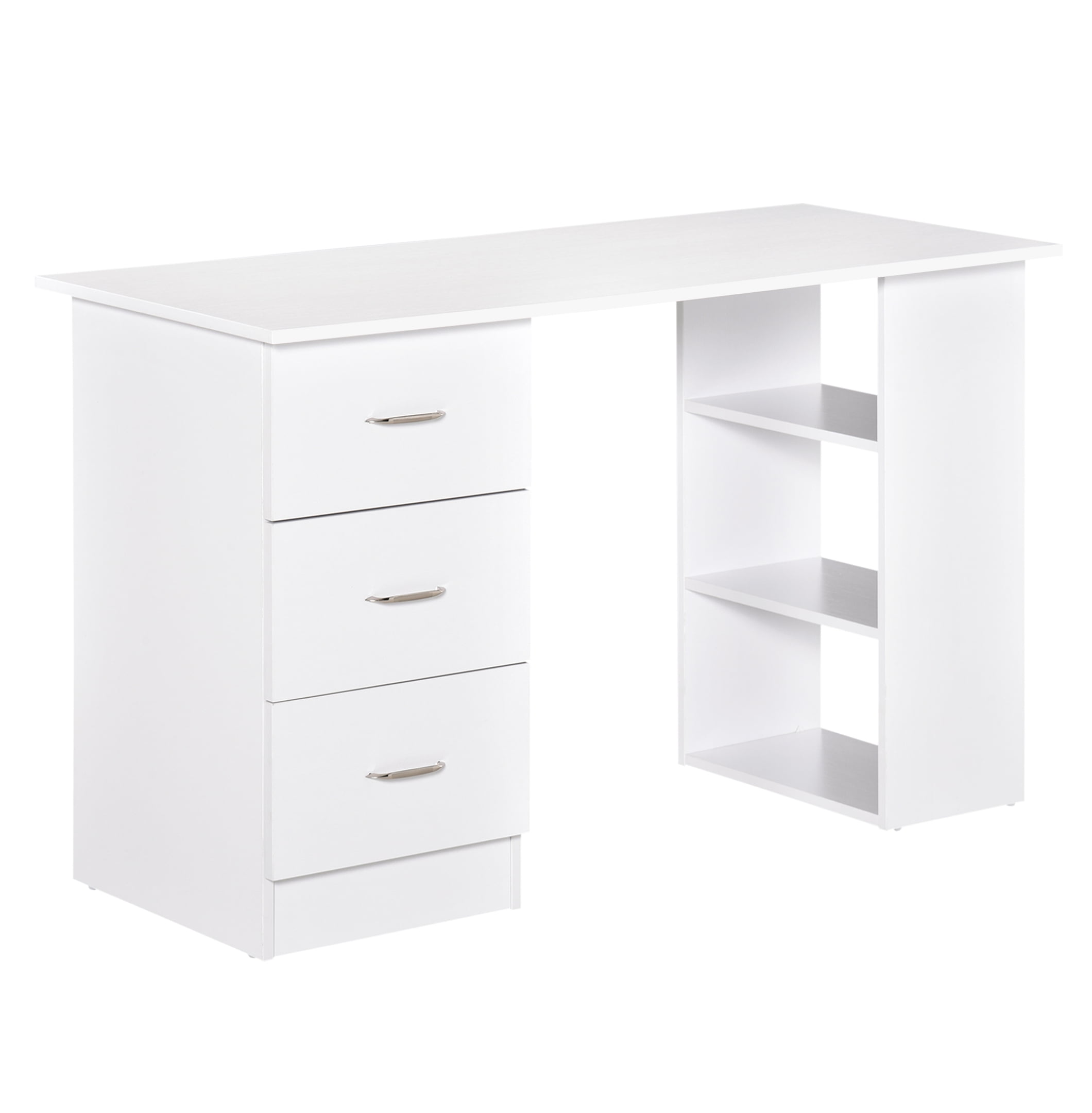 47" Computer Desk with Bookcase, 3 Drawer Home Office Writing Table ...