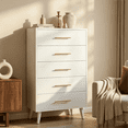 47'' Dresser for Bedroom, Wood Storage Chest with Metal Handles, 5 ...