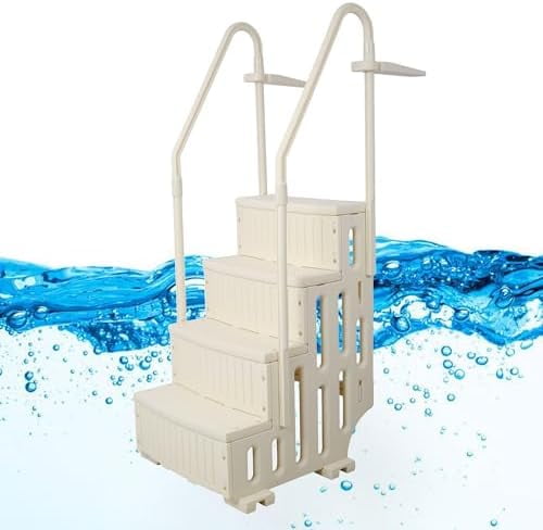 47'' Drop in Step Ladder for Above Ground Swimming Pool, Heavy-Duty 4 ...