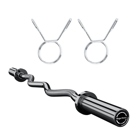 47" EZ Curl Bar, 500 LBS Weight Capacity Barbell Curl Bar with 2 Clips ...