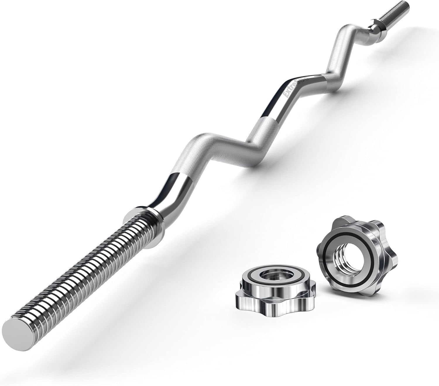 47" EZ Curl Bar Weight Lifting Bar, for Hip Thrusts/Squats/Lunges, 1 ...