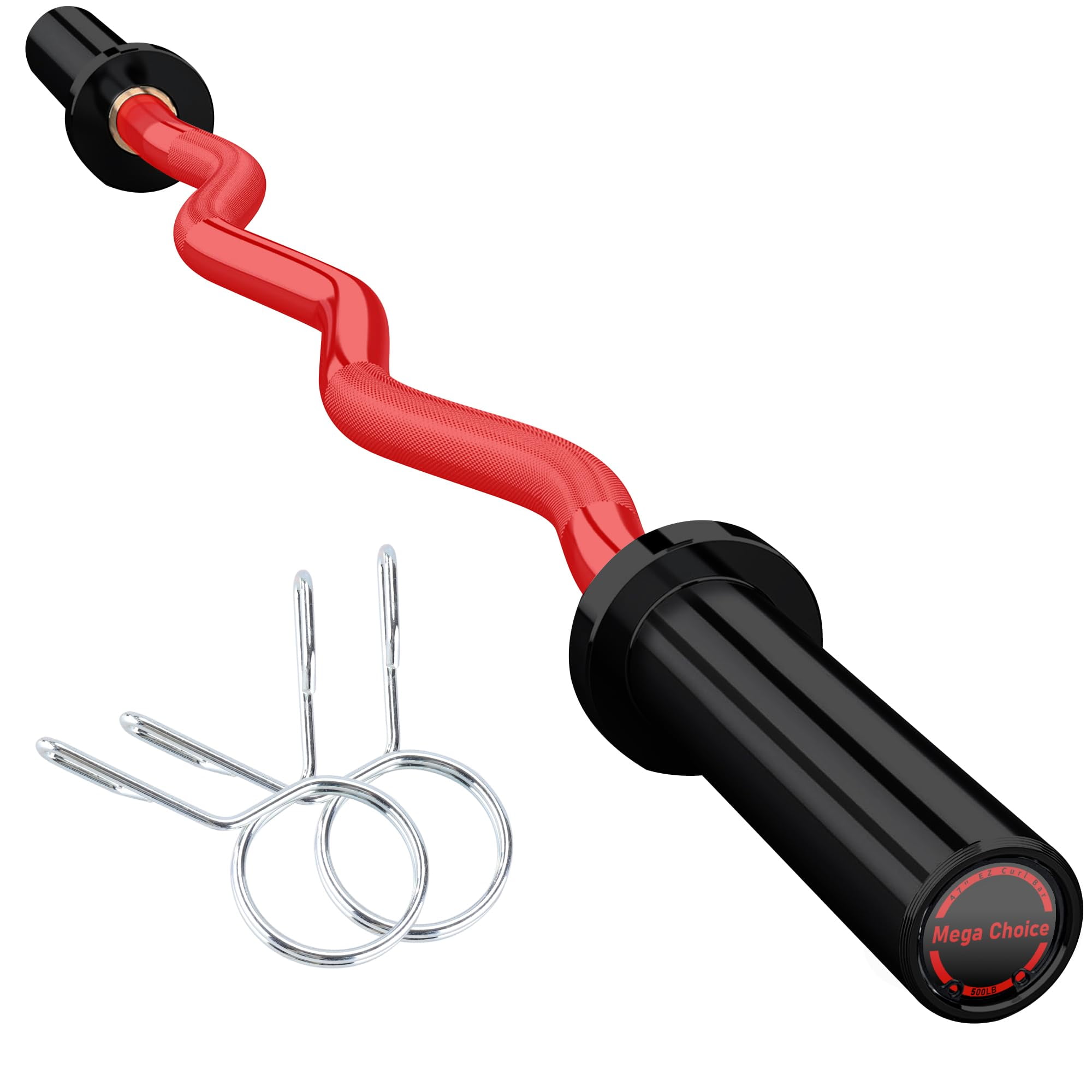 47" EZ Curl Barbell Bar, 500lb Capacity EZ Curl Bar for Weight Lifting ...