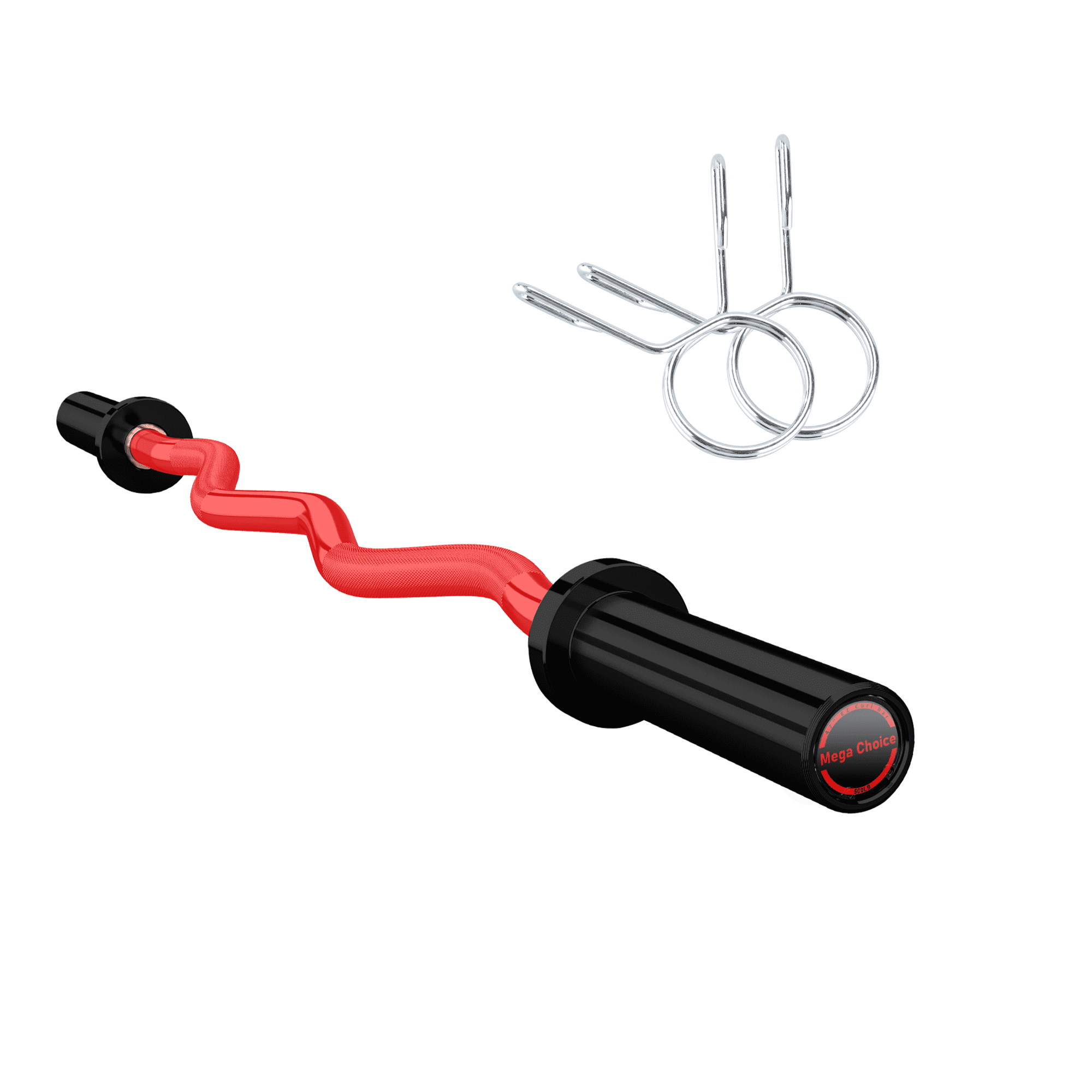 47" EZ Curl Barbell - Chrome Curling Bar with 2 Spring Collars for 2 ...