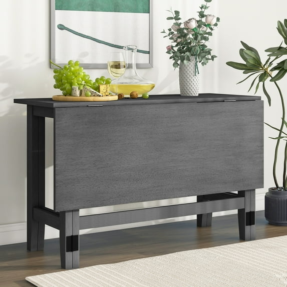 47" Extendable Dining Table for 4, Wood Rectangle Table with Drop Leaf ...