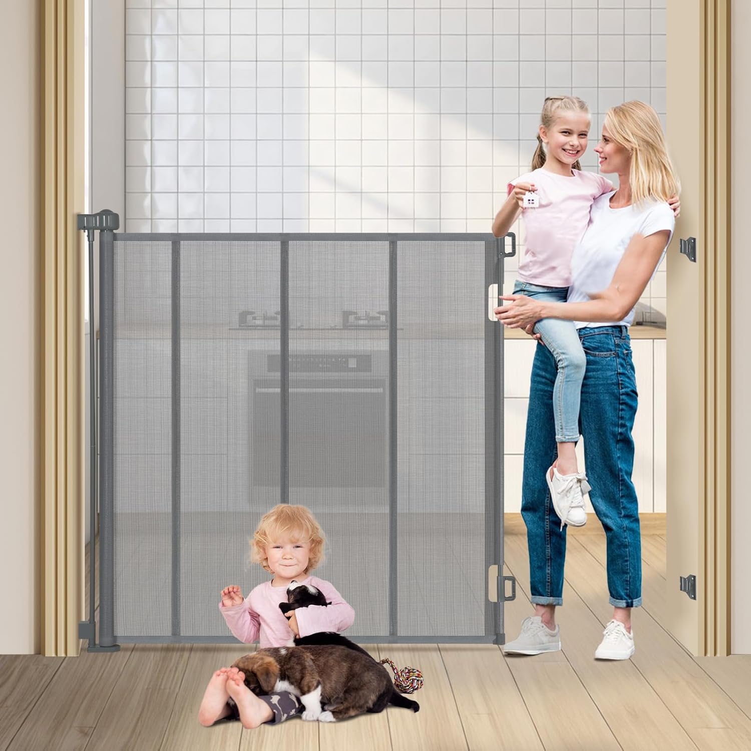 47" Extra Tall Retractable Baby Gates, Extends to 59" Wide, ExtraTall ...