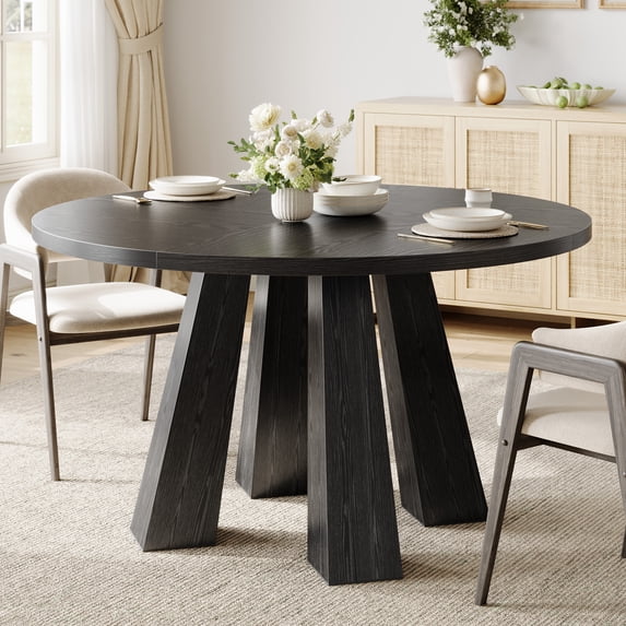47 in Farmhouse Round Dining Table Seats 4-6 People, Wooden Kitchen ...
