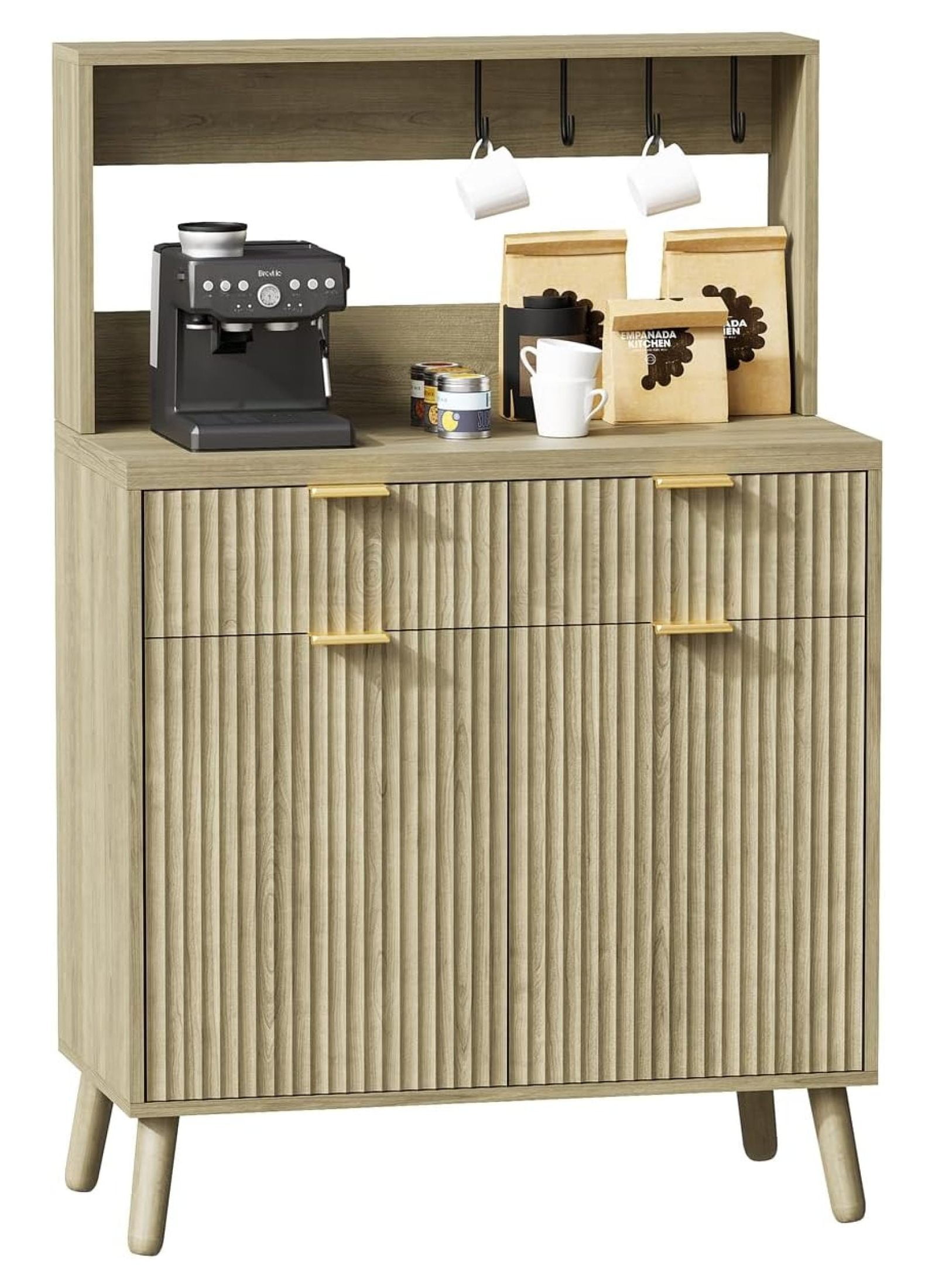 47" Fluted Coffee Bar Cabinet with Storage, Small Coffee Bar Cabinet ...