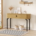 47" Fluted Narrow Console Table with Drawers & Shelves - Oak Sofa ...