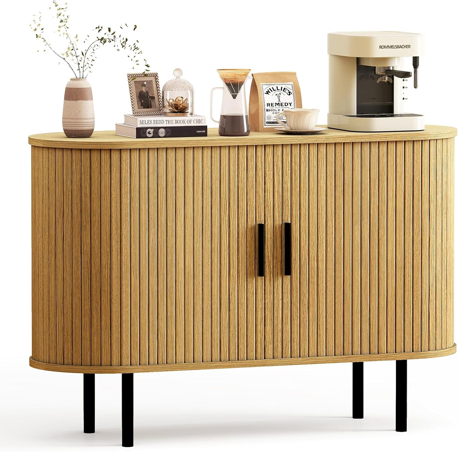 47" Fluted Sideboard Buffet Cabinet –Mid Century Modern Accent Cabinet ...