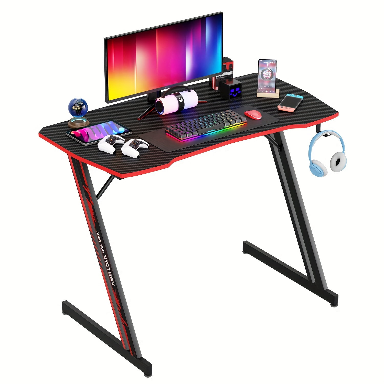 47" Gaming Desk Z Shaped Gaming Desk Large Home Office Desks PC ...